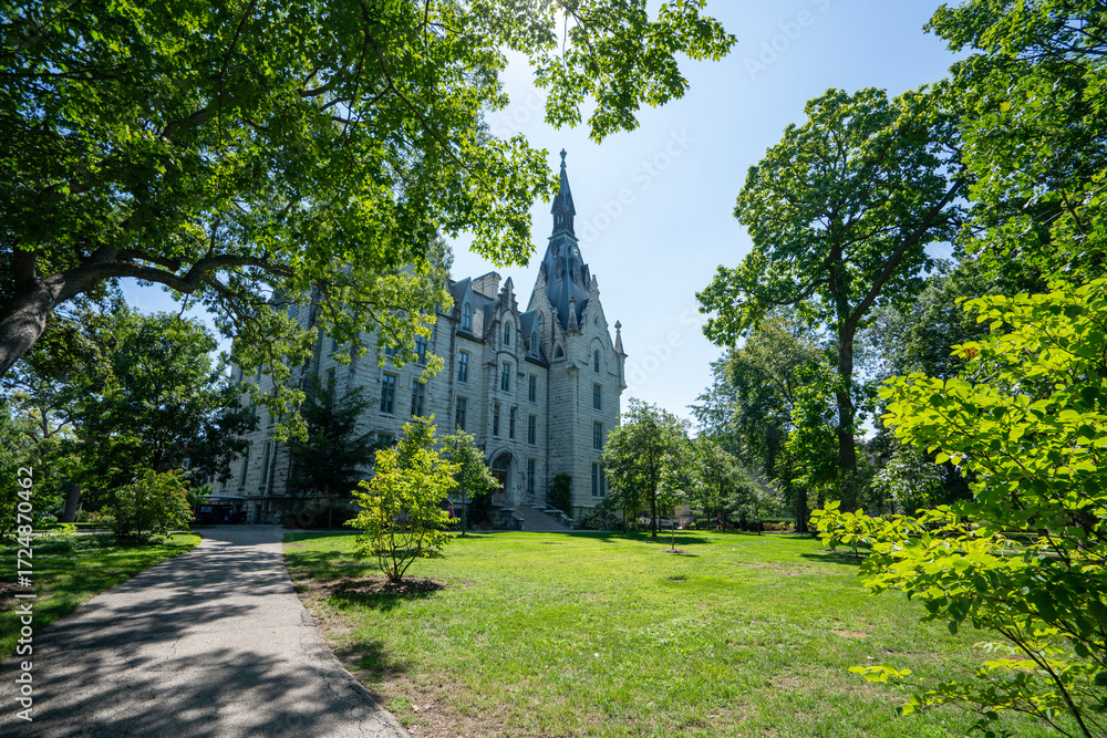 Evanston, IL, USA - Aug 28, 2025: University Hall, the oldest original ...