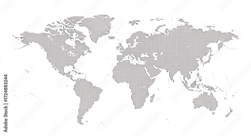 Global perspective dot matrix world map illustrating the ...