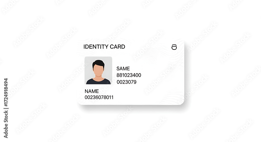 Identity card with a person avatar, name, and numbers on a white ...