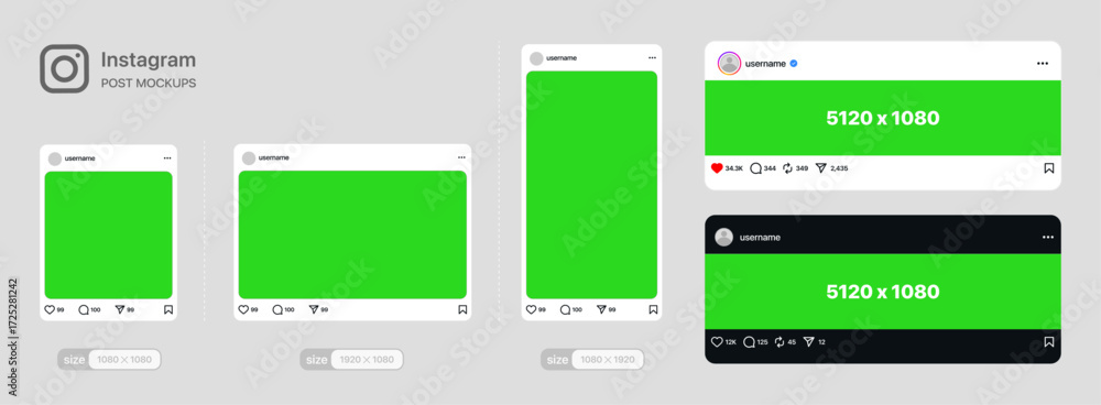 Ultra wide Instagram new post and reels UI mockups 5120x1080 aspect ...