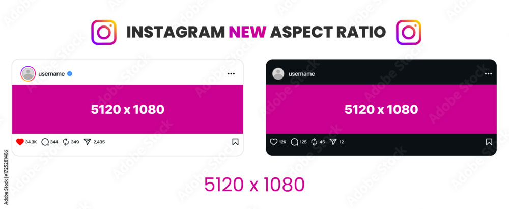 Ultra wide Instagram new post and reels UI mockups 5120x1080 aspect ...