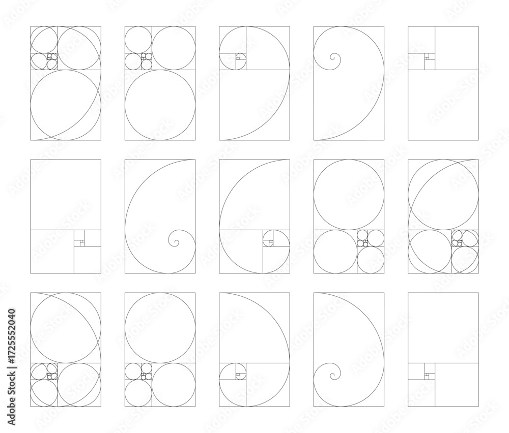 Vertical golden ratio harmony proportions template of 15 elements ...