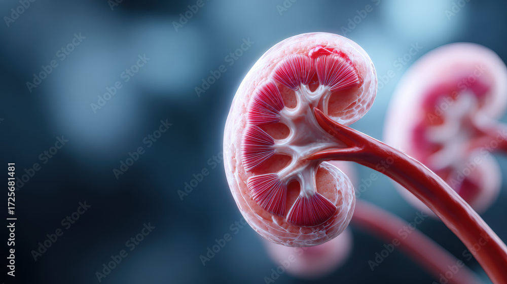 Anatomy of human kidney vital organ where painful stone can form ...