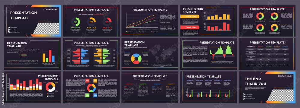 Statistical infographics presentation slides. Business data analysis ...