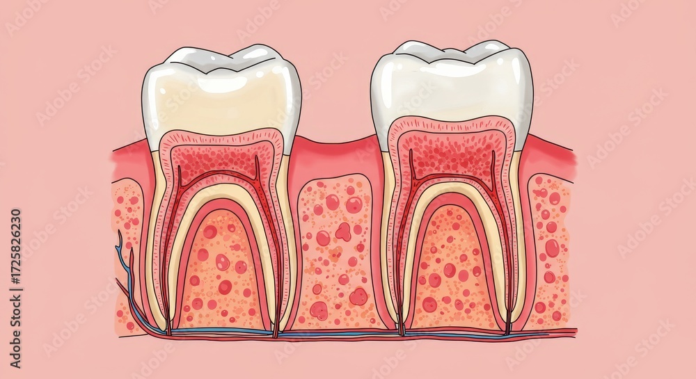 Tooth Cross Section Anatomy Illustration - Detailed illustration of a ...