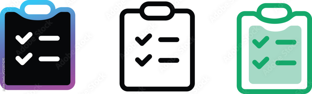 Stock-Vektorgrafik „Checklist Clipboard Icon Pack Outline Bold Color ...