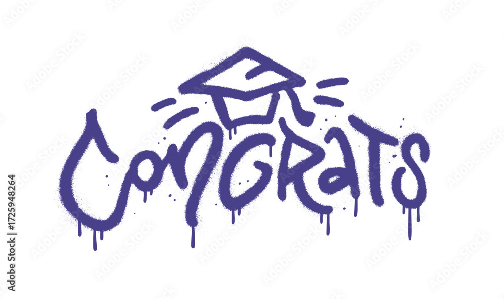 Congrats - Class of 2026 vintage greeting sign with academic cap and ...