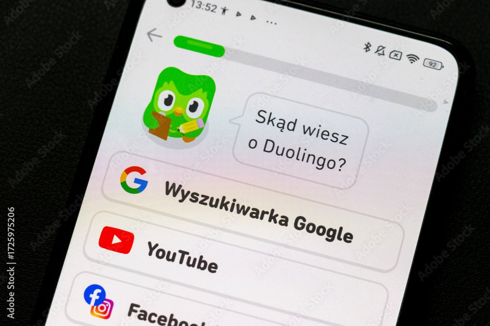 Warsaw, Poland - September 24, 2025: Duolingo mobile app interface ...
