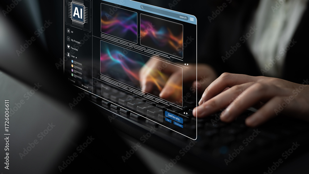AI platform generating art images with dynamic interface. AI-generated ...