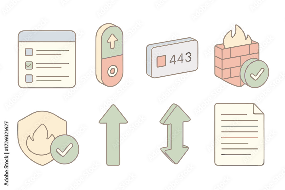 Firewall Rule Management. Isometric vector illustration set Firewall ...