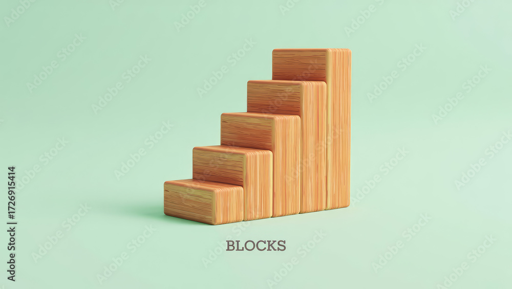 Wooden blocks form ascending stairs, illustrating the step-by-step ...