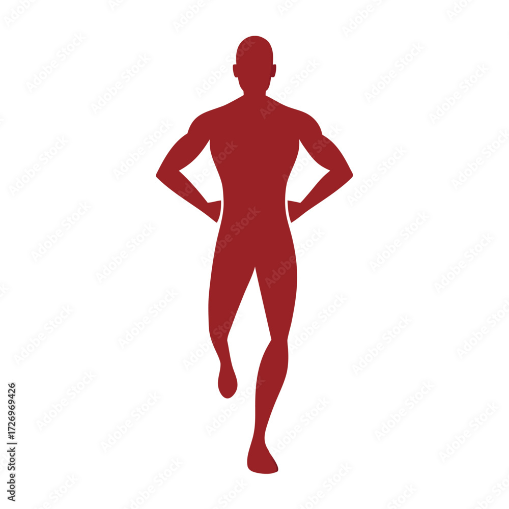Red man running with heart, a silhouette illustration of a beautiful ...