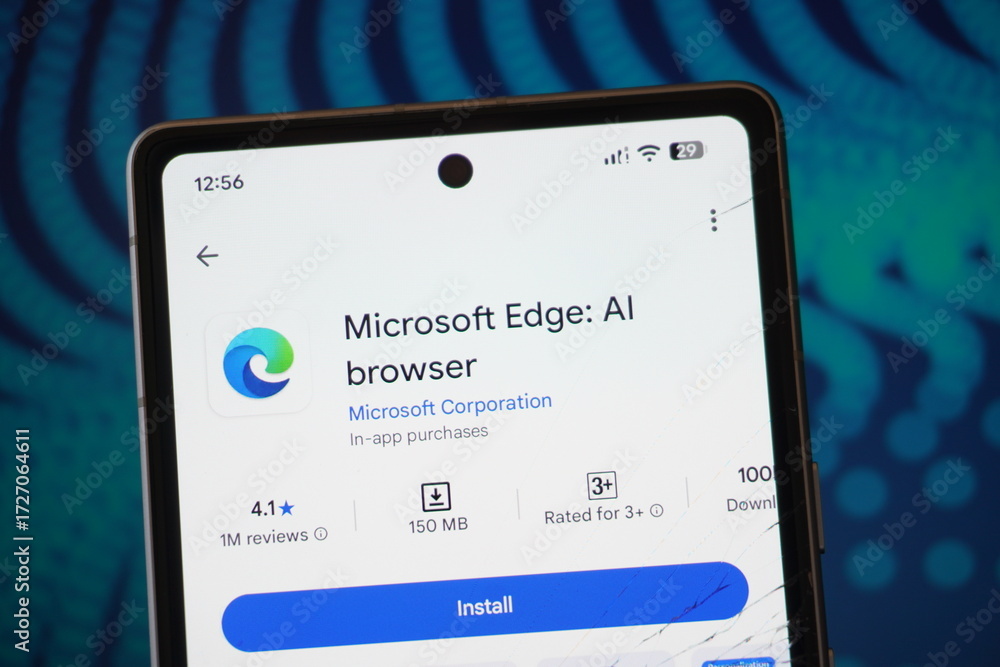 Agadir, MOROCCO- 28 September 2025: A screen showing the download interface for the Microsoft ...