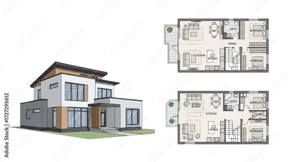 AutoCAD House Plan Vector Illustration – New Home Floor Plans for ...