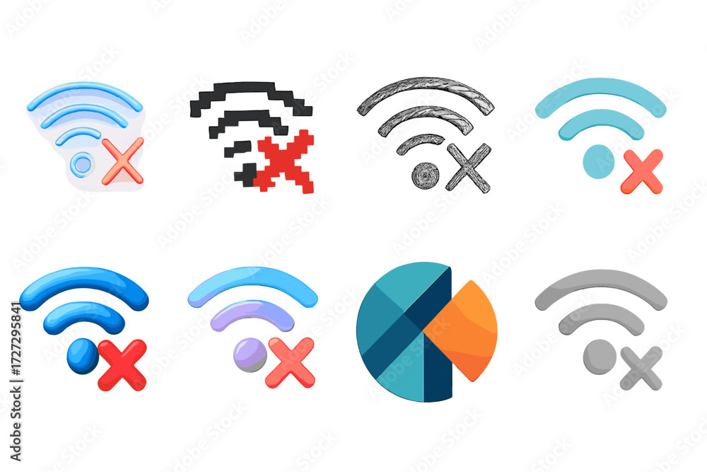 Connectivity silhouette icon set. featuring wi-fi, offline, connection ...