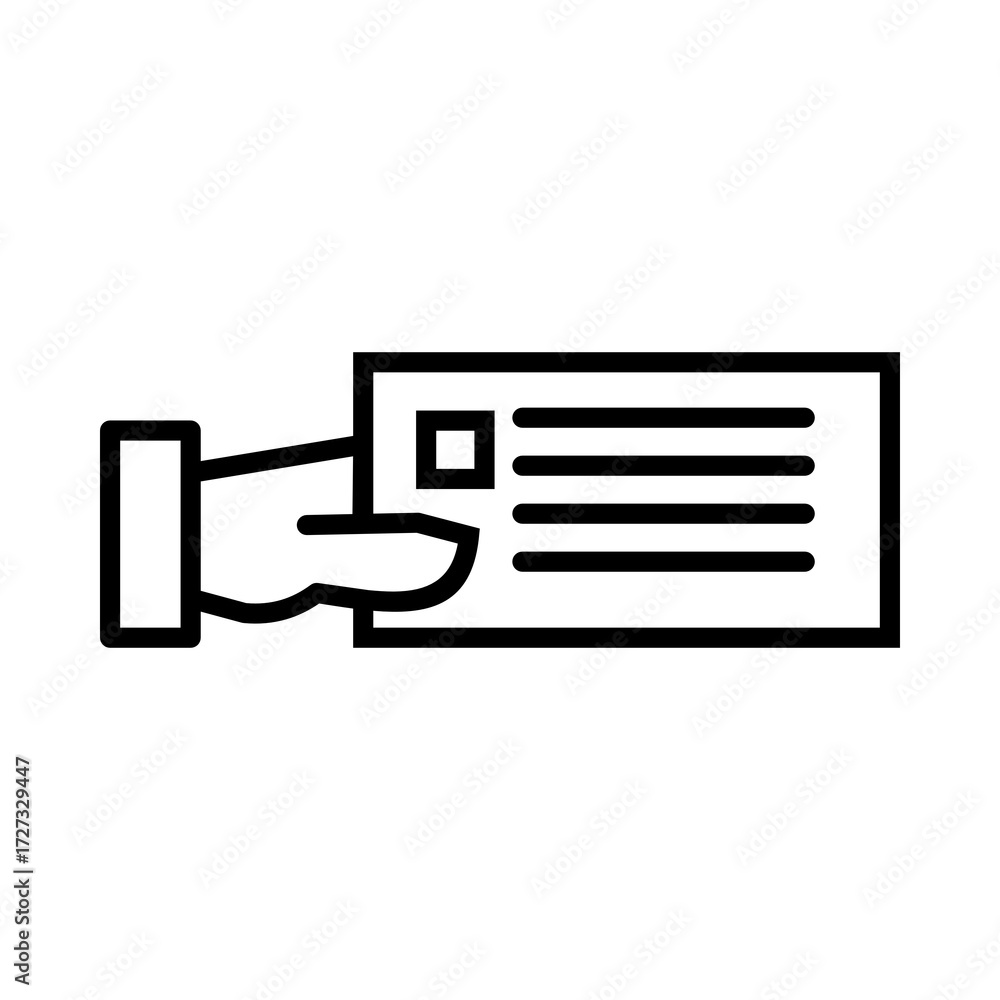 Handing Over ID Card Symbol, Pass or Ticket Exchange Icon, Give and ...