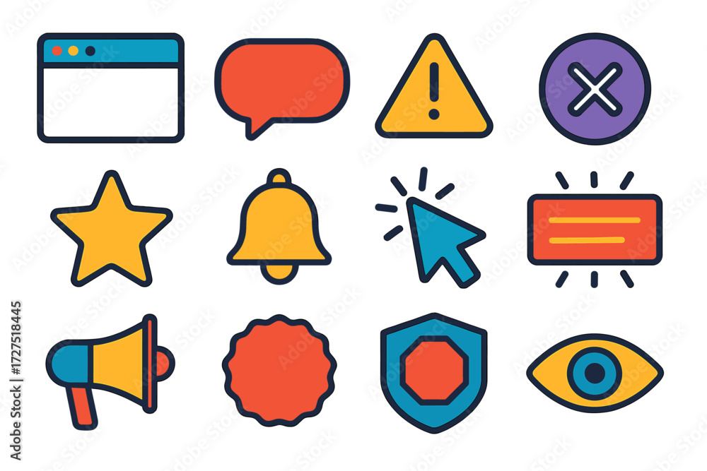Vibrant Popup Icons. Popup Windows icons in modern flat : browser ...