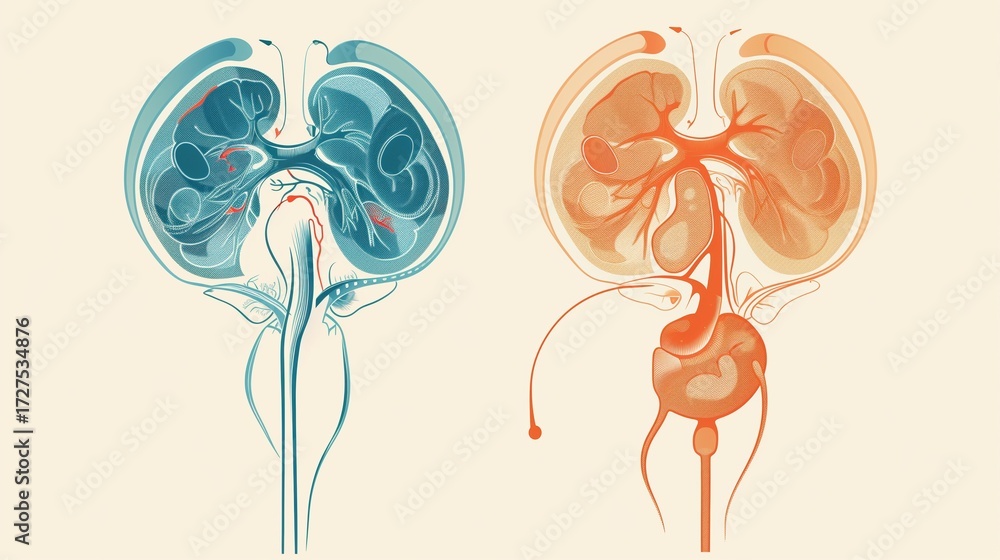 Bladder Health Month. Medical infographic illustration showing healthy ...