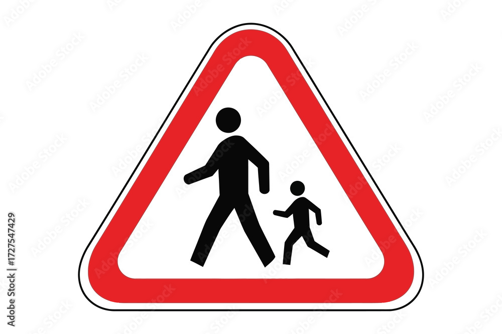 Vector art of pedestrian crossing sign, alerting drivers to watch for ...