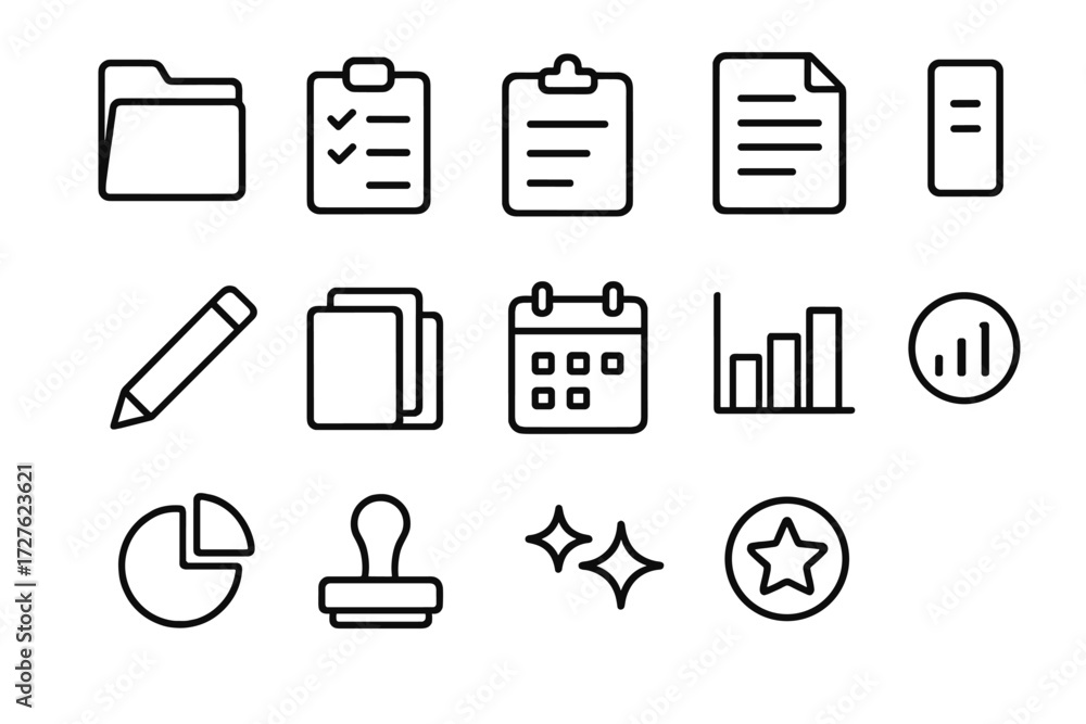 Vektor Basic Folder Icons. Basic plan folder icons in outline style ...