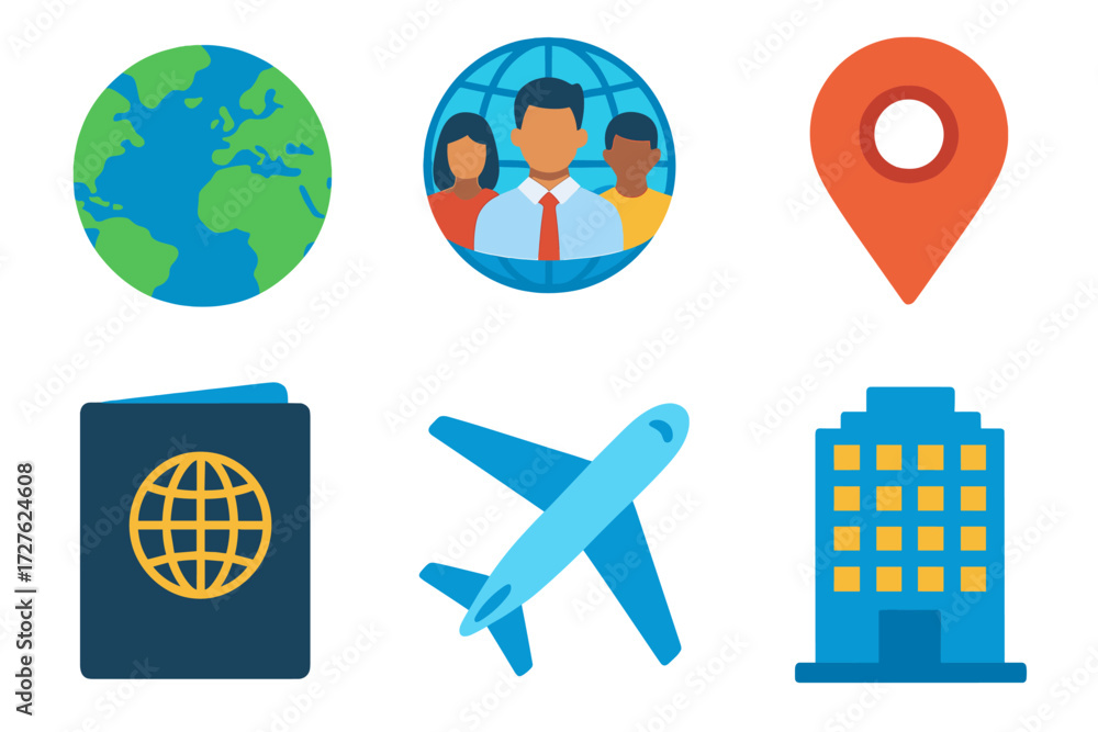 Global Workforce Icons. Global workforce in modern flat vector : world ...