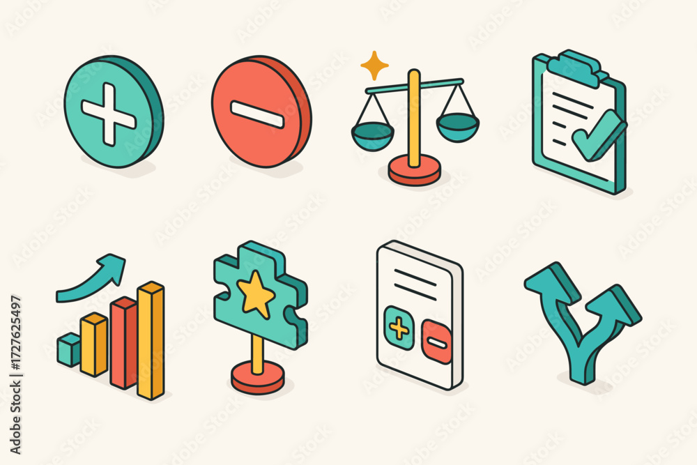 Isometric Symbol Set. Symbols set icons in modern isometric flat : plus ...