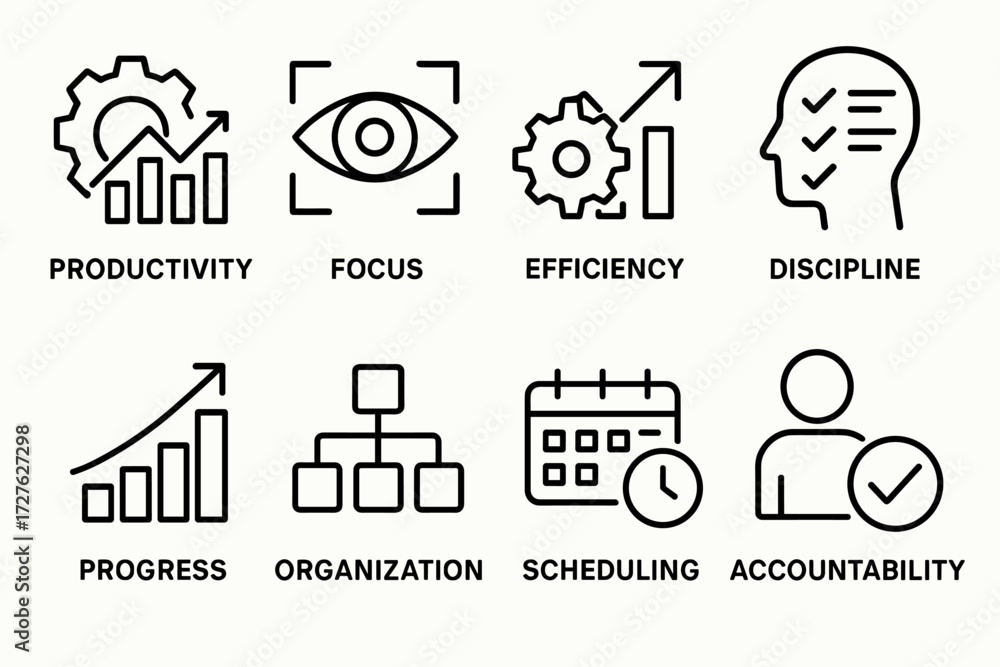 Productivity Icons. Concepts icons in outline style: productivity ...