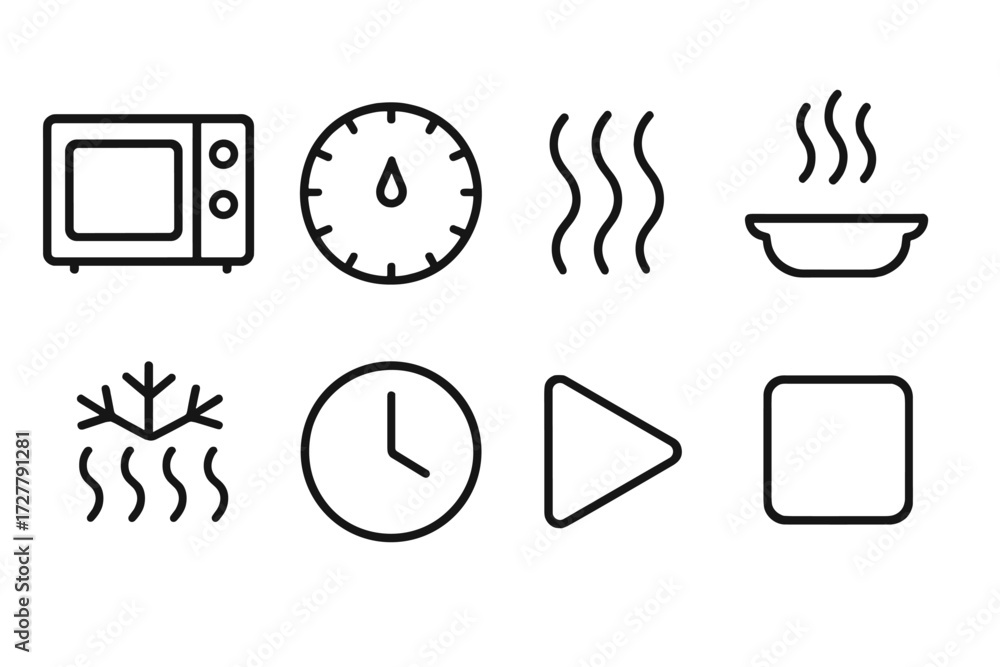 Image vectorielle Stock Microwave Icon Set. Microwave symbols icons in ...