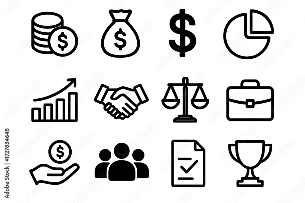 Стоковий вектор Profit Sharing Icons. Basic profit sharing icons in ...