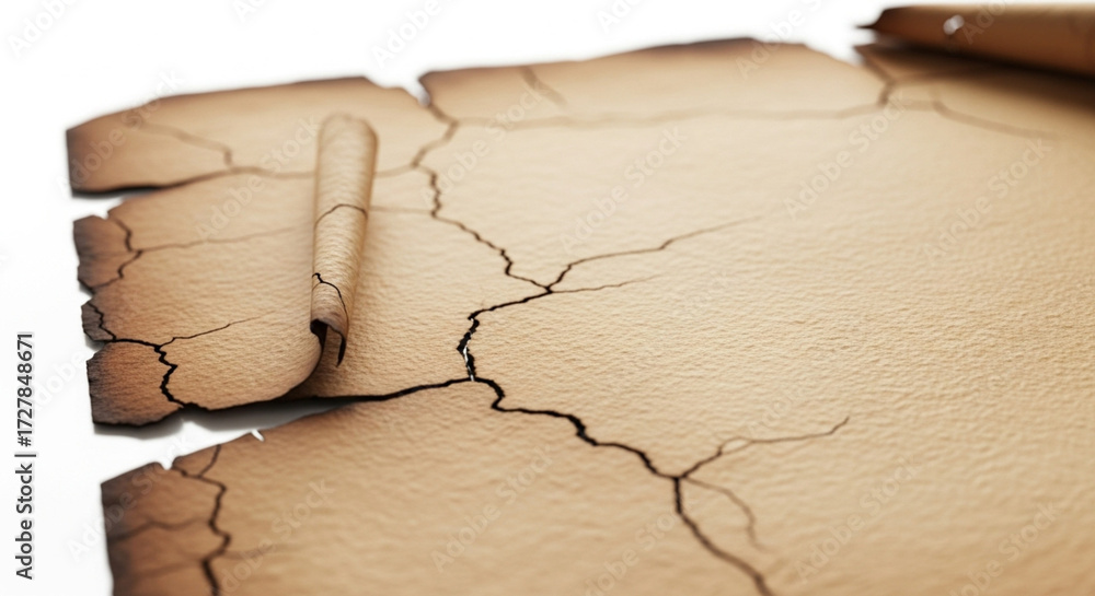 Antique cracked paper texture close-up showing aged parchment detail ...