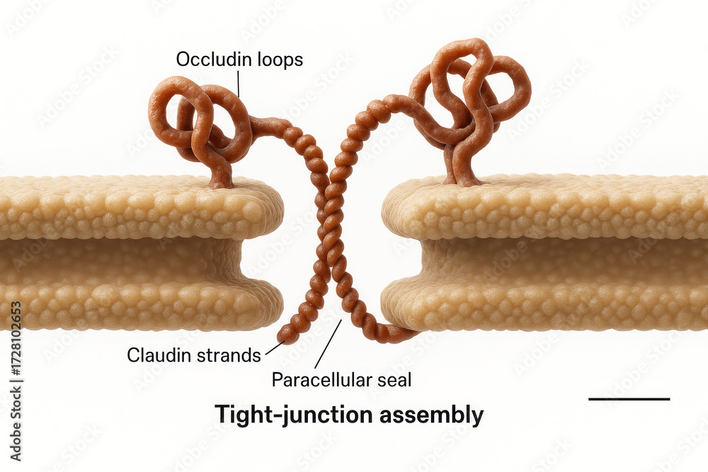 Ilustrace Close-up 3D illustration depicting a tight junction assembly ...