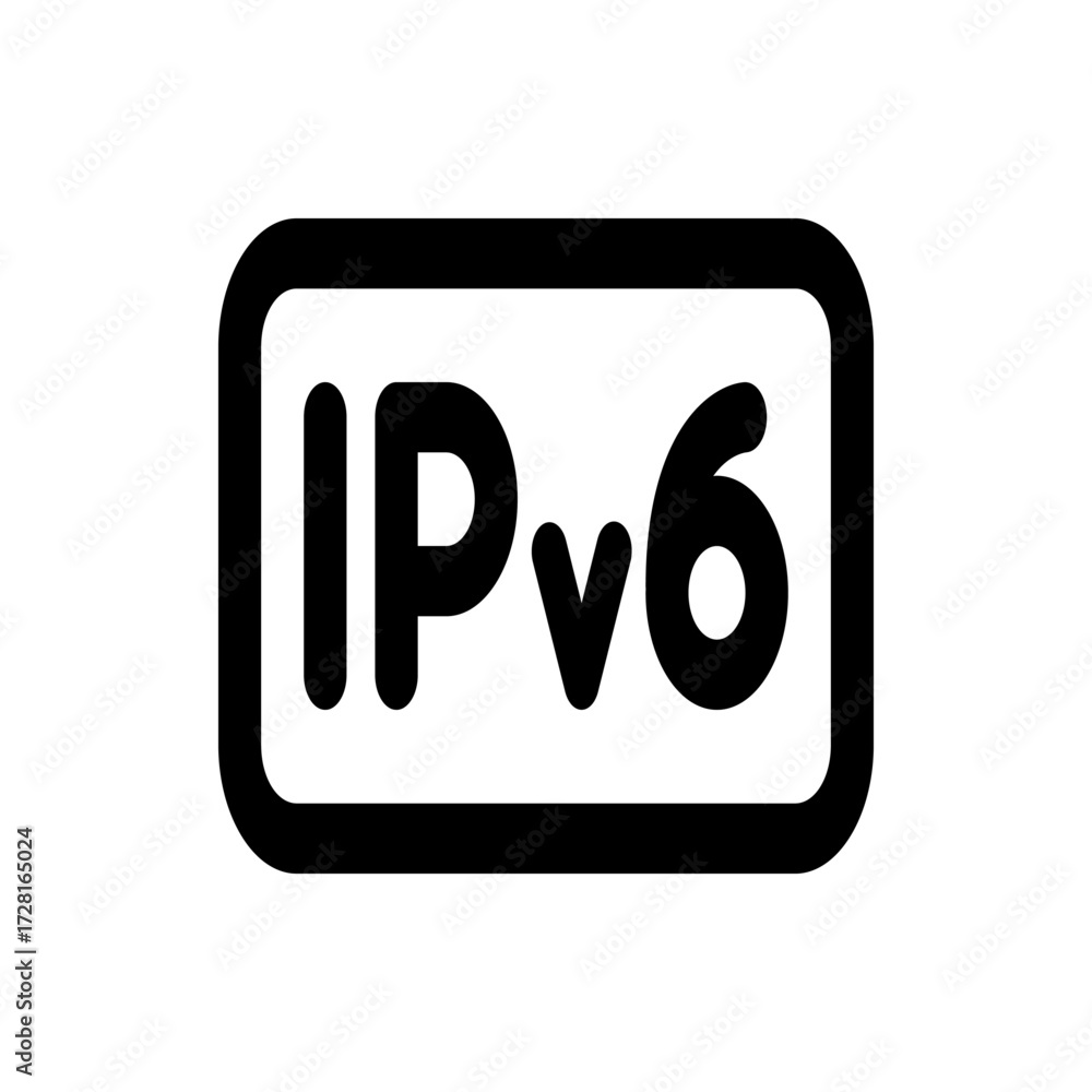 Illustration of the ipv6 logo displayed inside a rounded rectangle with ...