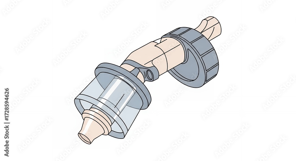 Isometric View of Medical Insufflator with Transparent Casing and Gray ...