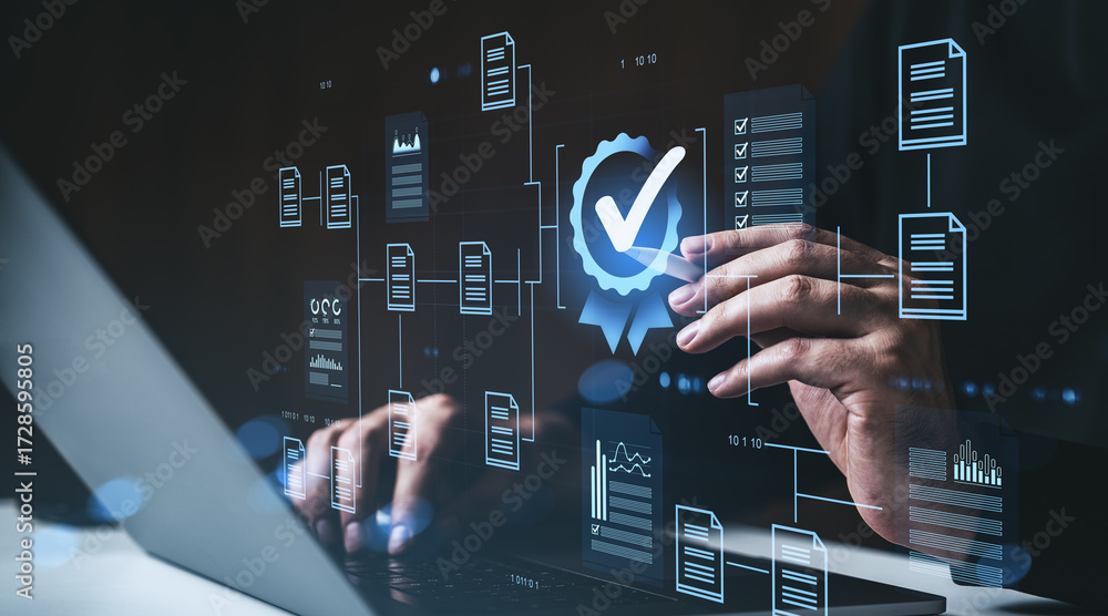 Digital document validation and quality assurance concept with ...