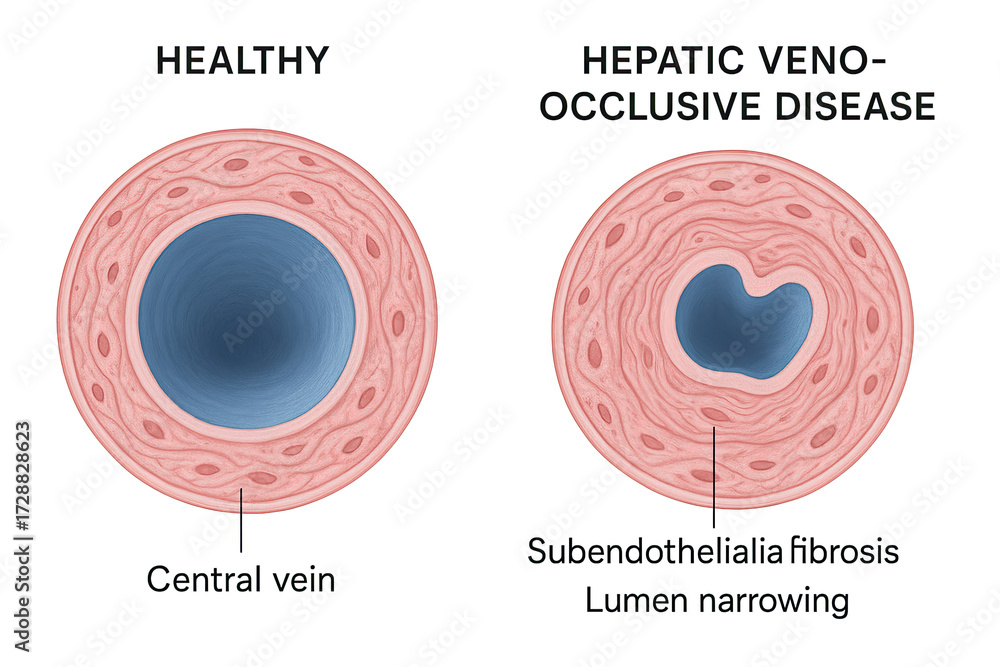 Ilustración de Stock Diagram comparing a healthy central vein to a vein ...