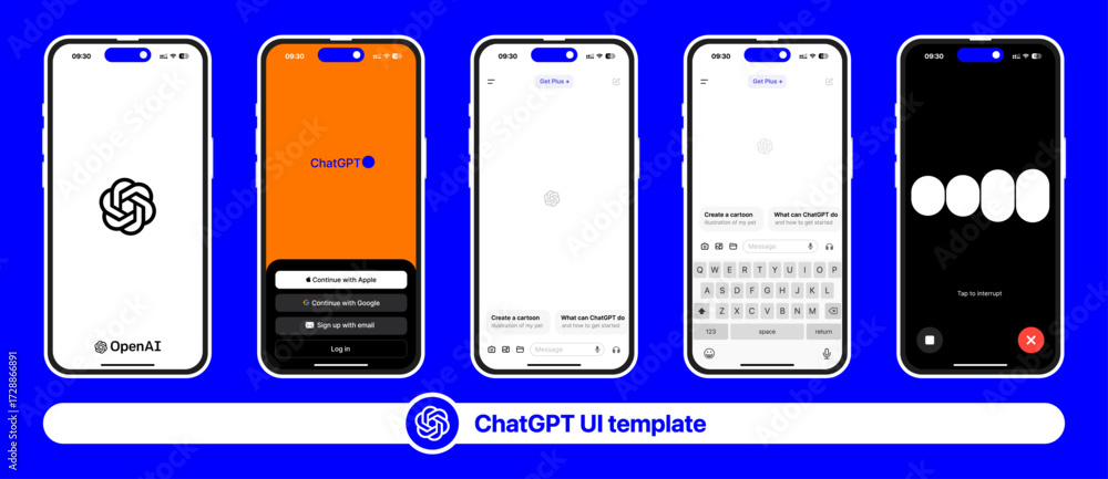 ChatGPT app template UI 2025 update on iPhone 17. Conversational AI ...