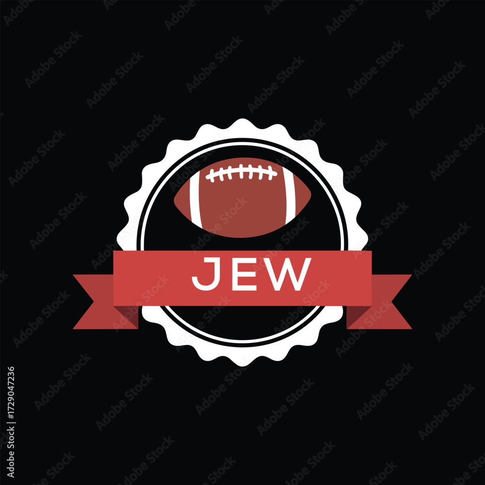 JEW American Football Badge Logo. JEW Design for Sports Team, Club, and ...