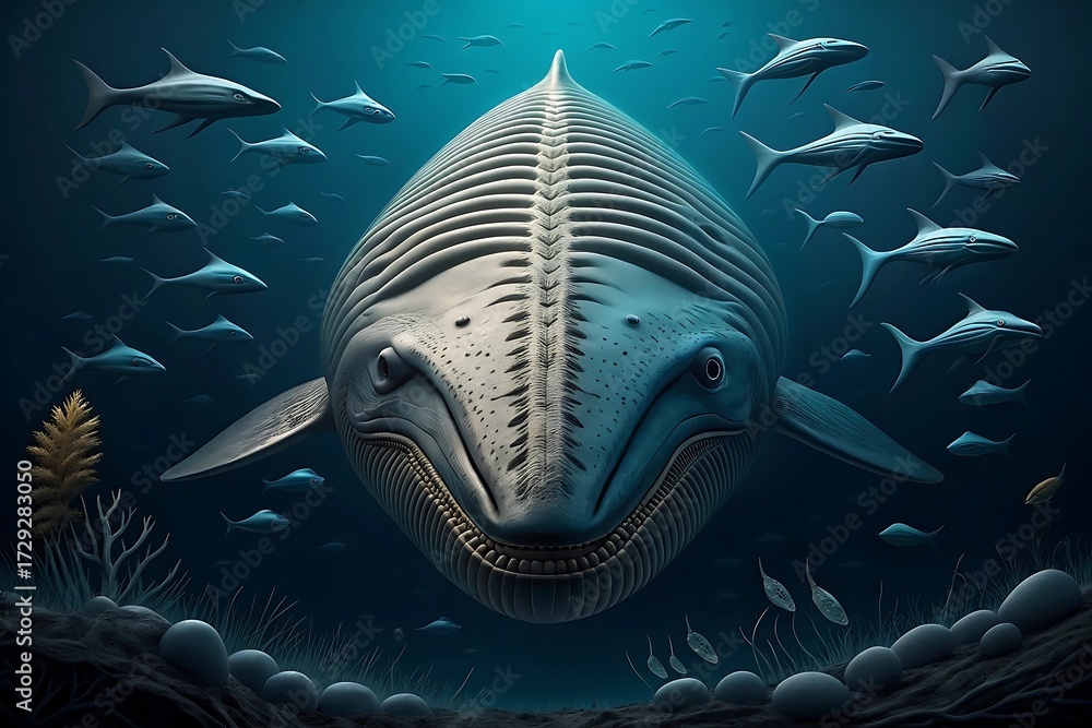 Alien cetacean alien creature underwater ocean bioluminescent majestic ...