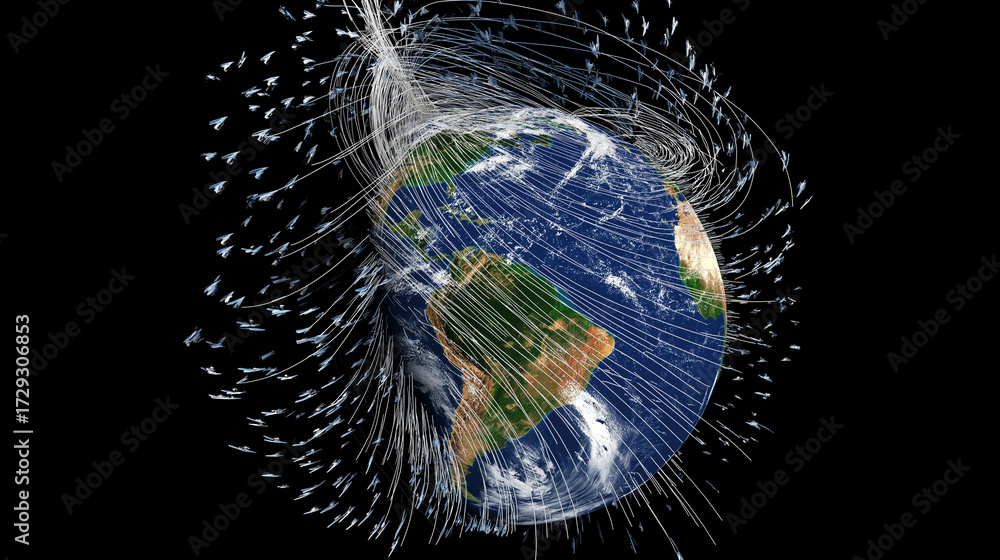 quadrants. Fractured globe with mismatched seasonal quadrants spinning ...
