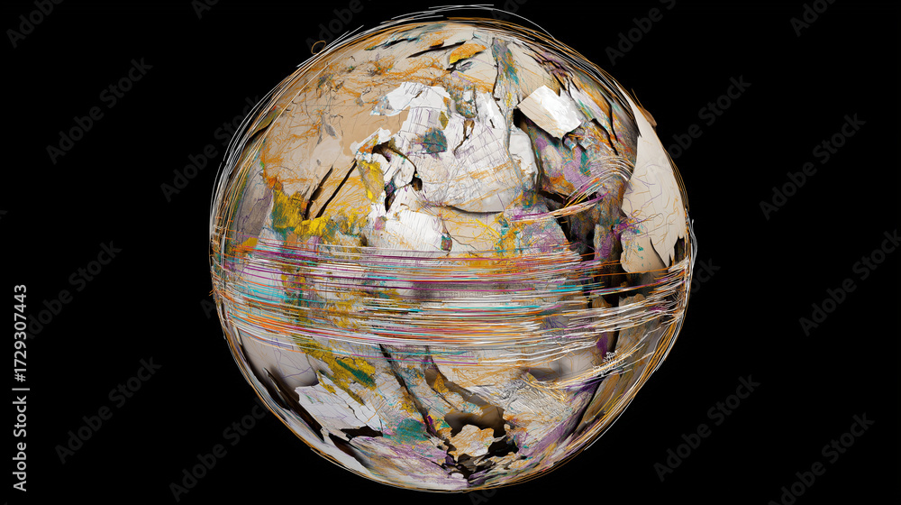 quadrants. Fractured globe with mismatched seasonal quadrants spinning ...