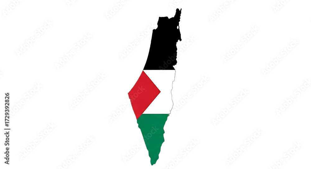 Map of palestine with the palestinian flag isolated on transparent ...