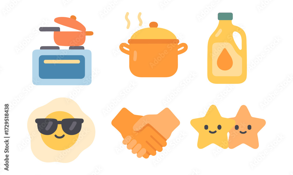 Cute kitchen and food emojis in soft colors for fun and playful designs ...