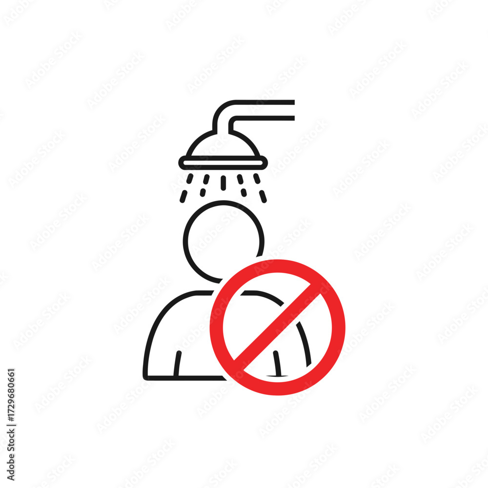 Do not shower sign for safety warnings and hygiene rules. A simple ...