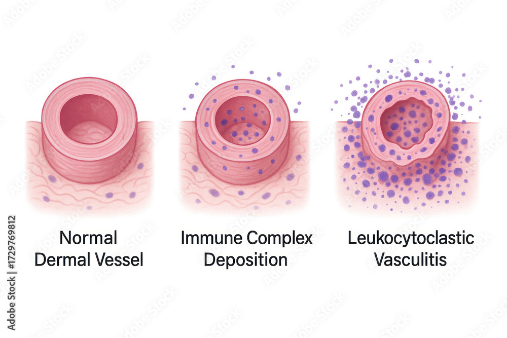 Stock-Illustration „Illustration showing normal dermal vessel, immune ...