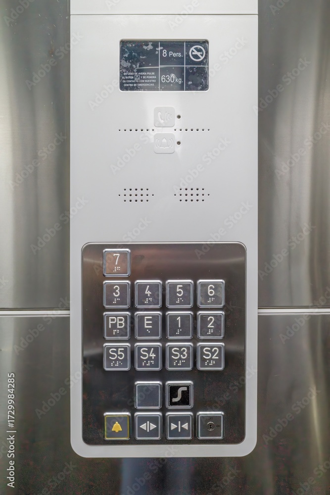 Elevator Control Panel With Braille Buttons And Floor Numbers For ...