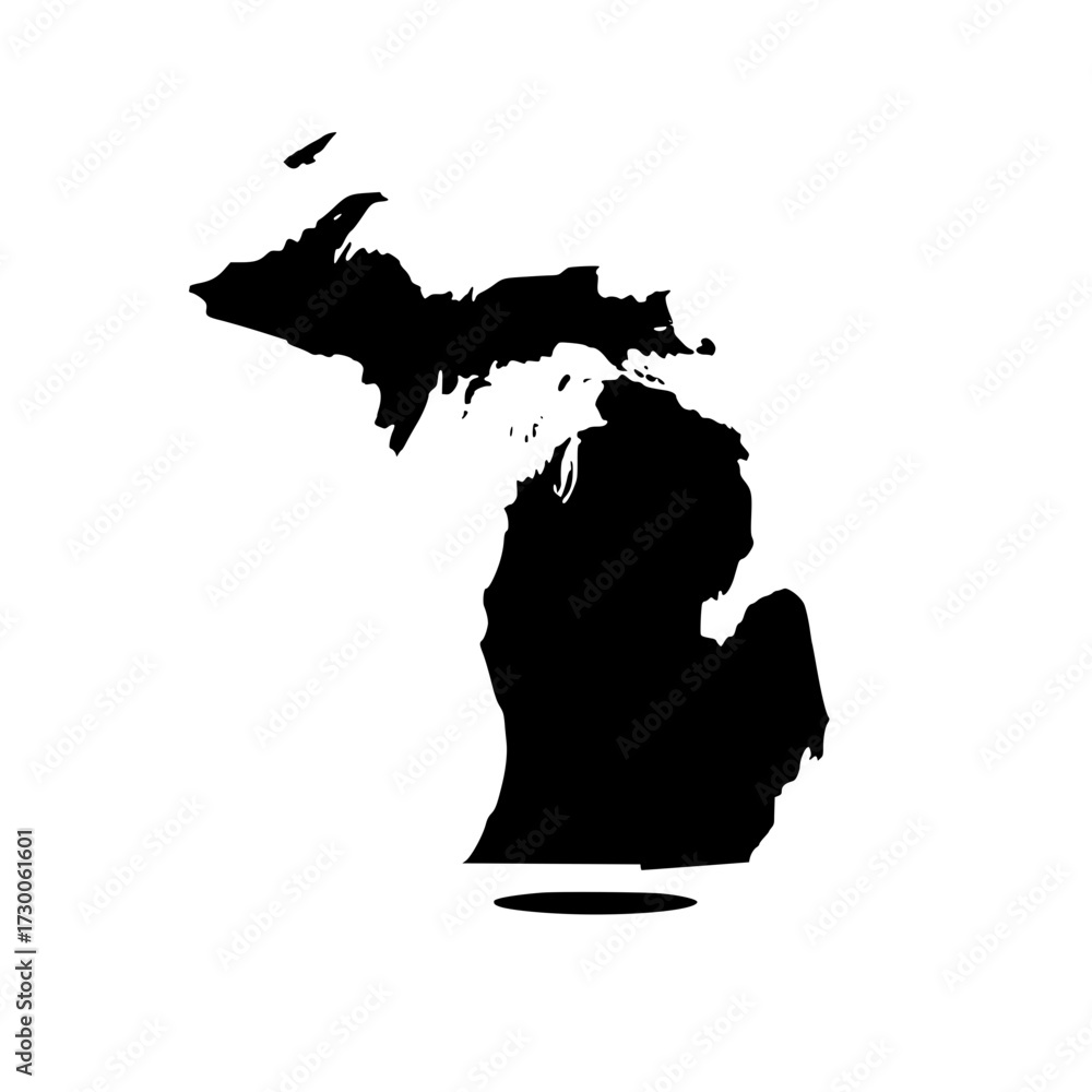 Vector art of silhouette of the state of michigan, showcasing its ...