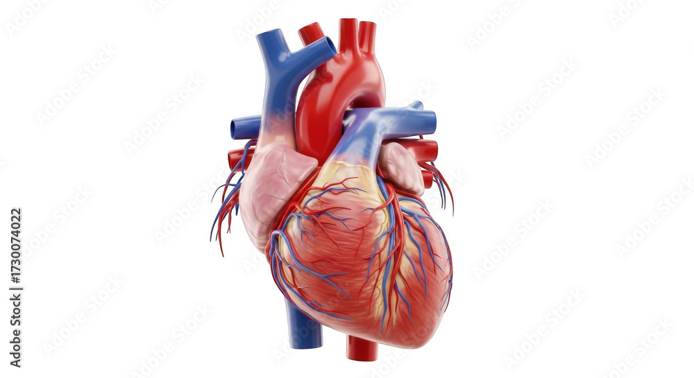 Realistic human heart anatomy medical model showing arteries veins ...