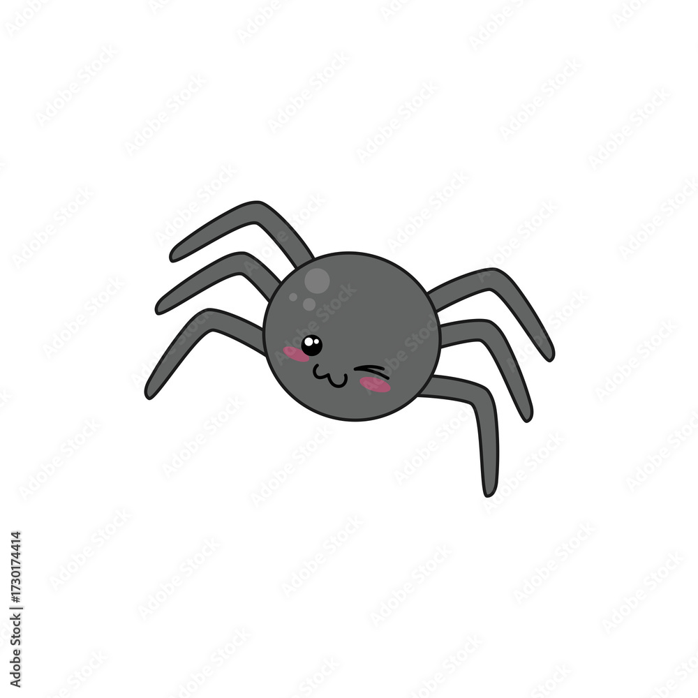 Cute Animated Spider with Grey Body and Legs with Winking Expression on ...