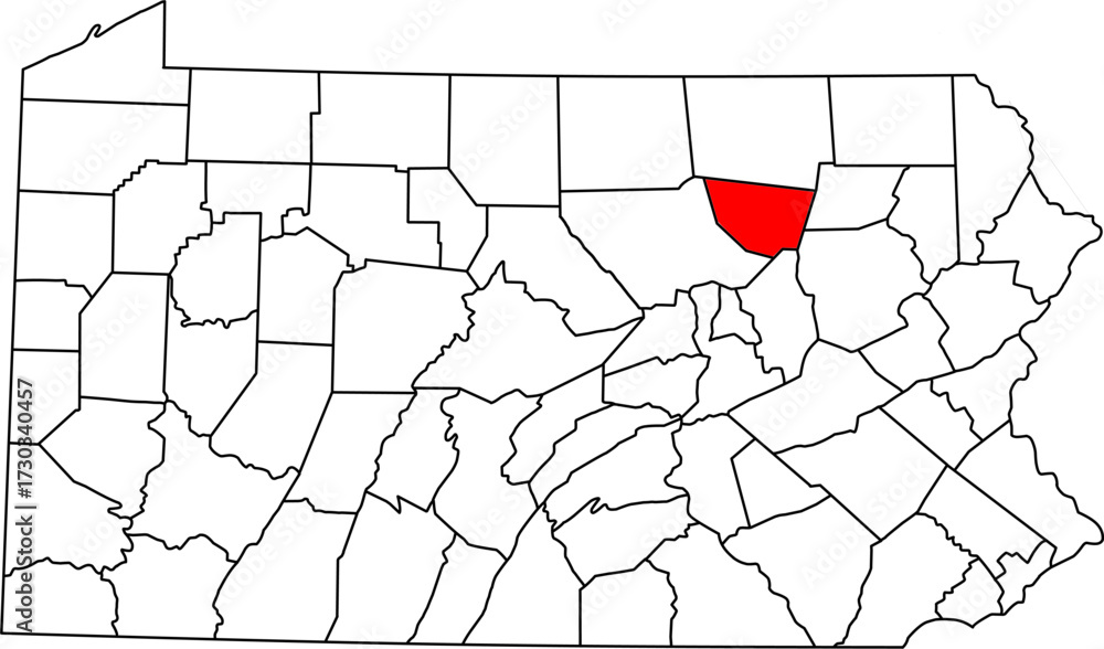 Detailed vector map of Pennsylvania, USA, highlighting Sullivan County ...
