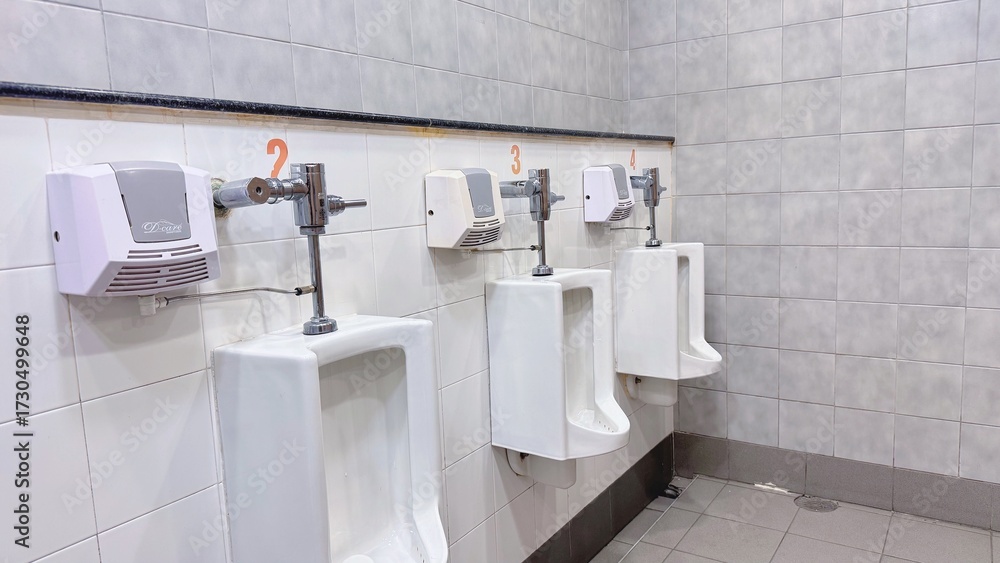 Public urinal restroom, Men toilet sanitary facility Stock Photo ...